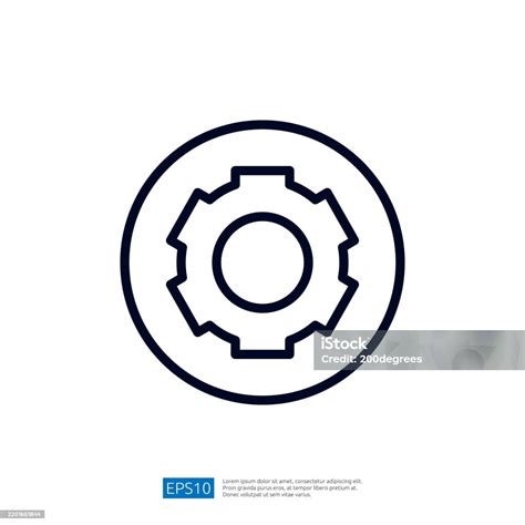 이 이미지에는 원으로 둘러싸인 단순하고 미니멀한 기어 아이콘이 특징으로 기계 엔지니어링 또는 기술을 상징합니다 개념에 대한 스톡 벡터 아트 및 기타 이미지 Istock