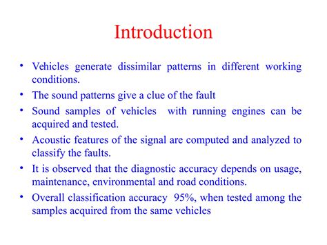 An Acoustic Approach For Multiple Fault Diagnosis In Motorcycles Ppt