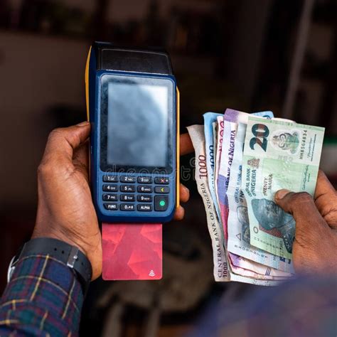 Point Of Sale Pos Machine And Nigerian Banknotes Cash Stock Photo Image Of Currency Future