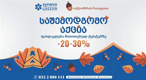 საშემოდგომო აქცია სინევოსგან 31 ოქტომბრის ჩათვლით