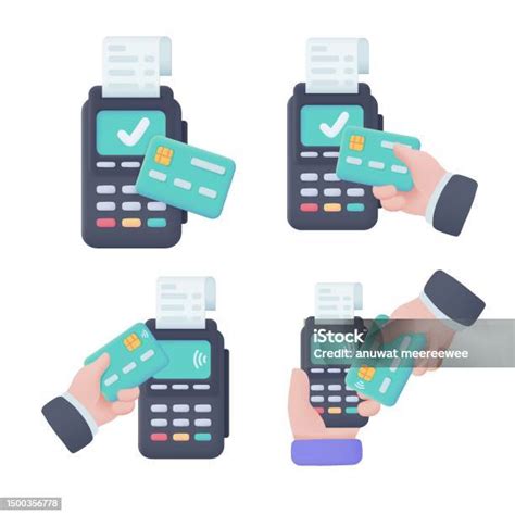 지불을 승인하는 신용 카드 슬쩍 기계 현금 없는 사회 3d 벡터 일러스트레이션의 개념 개념에 대한 스톡 벡터 아트 및 기타 이미지 개념 계산대 계산원 Istock