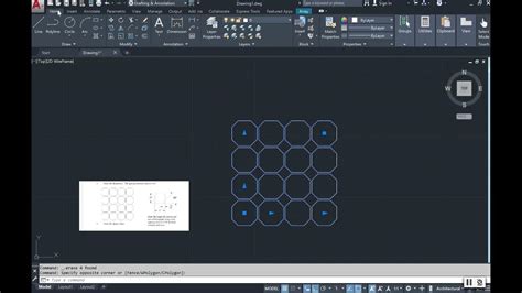 Rectangular Array Command Creating Tile Patterns Autocad Youtube