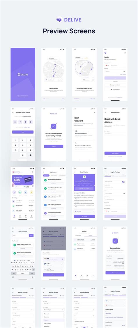 shipping app ui kit — figma resources on ui8 app ui mobile app