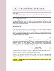 Unit Lab Freezing Point Depression Pdf LAB FREEZING POINT DEPRESSION PURPOSE To