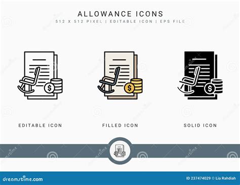 Allowance Icons Set Vector Illustration With Icon Line Style Pension