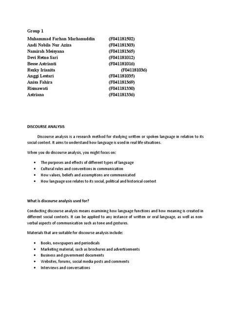 Discourse Analysis Steps Office Pdf Analysis Discourse