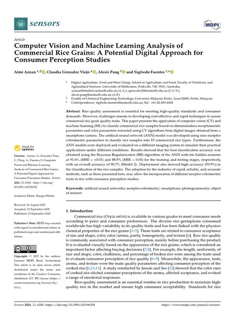 2computer Vision And Machine Learning Analysis Of Commercial Rice