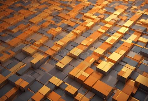 Abstract Image Of A Grid Of Golden And Gray Cubes The Cubes Are