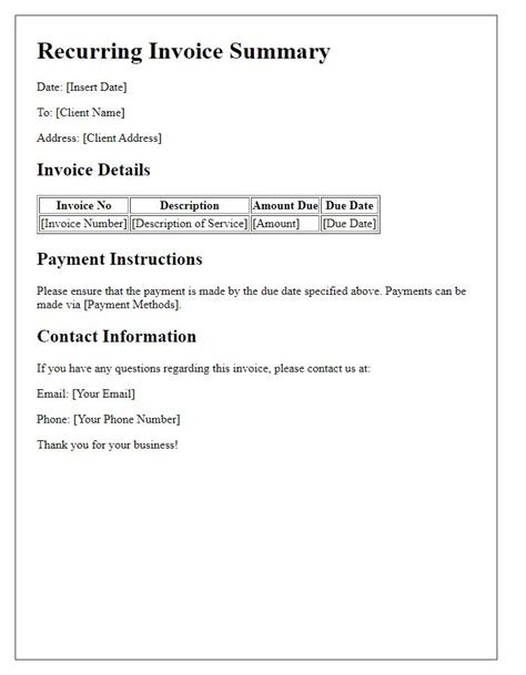 letter template for multiple invoice summary free samples in pdf