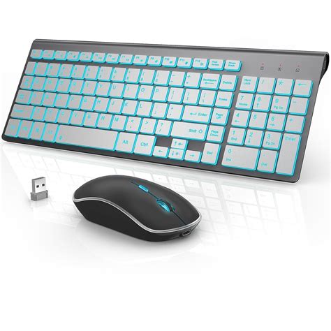 J JOYACCESS Wireless Keyboard And Mouse Combo With Backlit Options Quiet Light Up Keys Type C