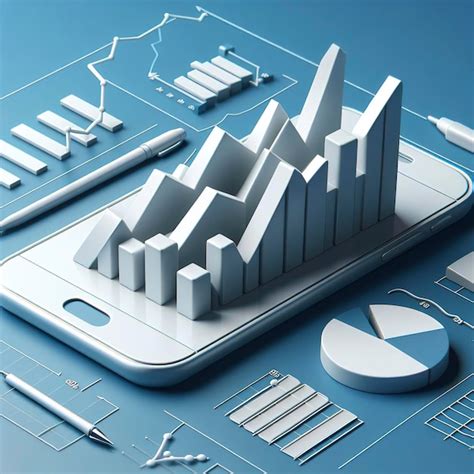 Premium Ai Image 3d Rendering Graph Extruded Slope On Smartphone And Isolated On Background