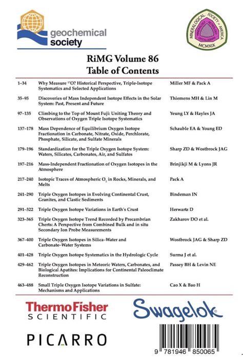 Volume 86 Triple Oxygen Isotope Geochemistry Msa