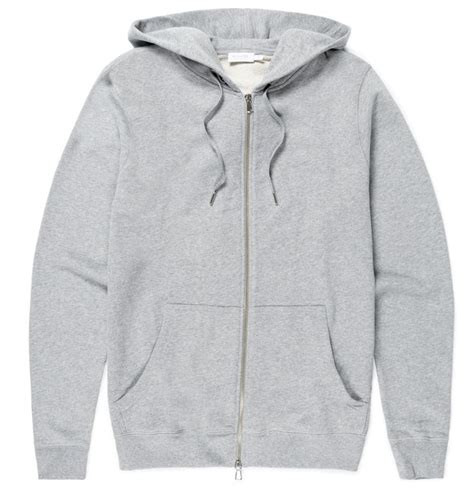 Sunspel Zip Up Hoody Grey Melange Sunspel Cloth Hoodies Mens