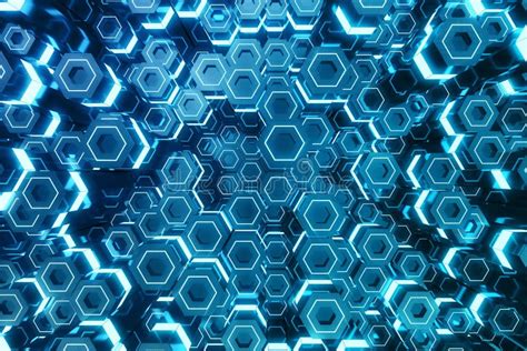 Abstract Blue Of Futuristic Surface Hexagon Pattern Hexagonal
