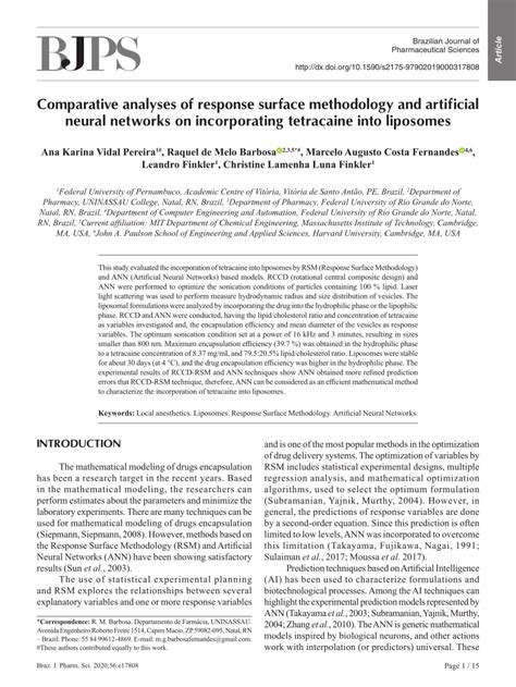 Pdf Comparative Analyses Of Response Surface Methodology And