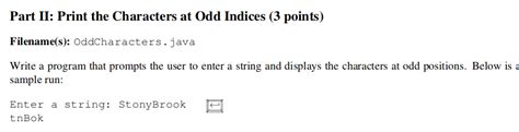 solved part ii print the characters at odd indices 3
