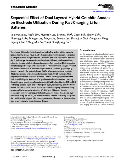 Pdf Sequential Effect Of Dual‐layered Hybrid Graphite Anodes On Electrode Utilization During