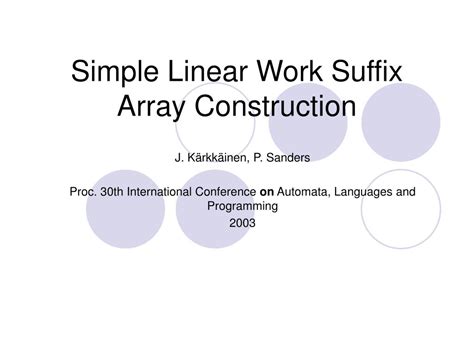 Ppt Simple Linear Work Suffix Array Construction Powerpoint Presentation Id