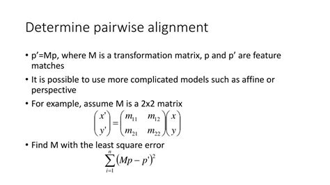 Ppt A Dvanced C Omputer V Ision Feature Based Alignment Powerpoint