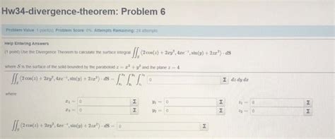solved hw34 divergence theorem problem 6 problem value 1