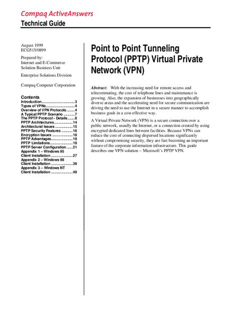 Fillable Online Point To Point Tunneling Protocol Pptp Virtual Private Network Fax Email