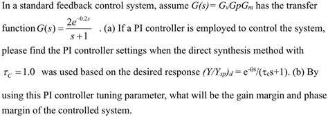in a standard feedback control system assume g s gvgpgm has the