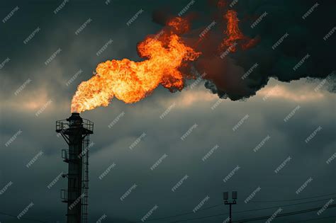 Premium Photo Oil Refinery Flare Stack