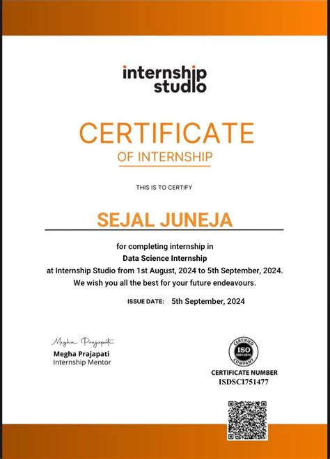 sejal juneja on linkedin datascience internship