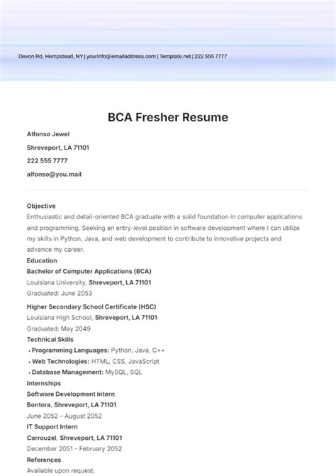 free btech fresher resume template to edit online
