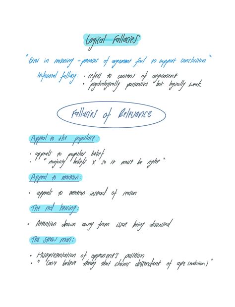 B4 Fallacies Philosophy Summaries Logical Fallacies Error In Reasoning Premises Ofargument