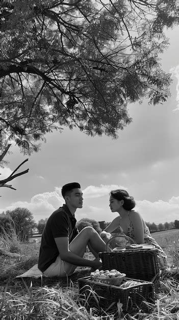 Ein Schönes Paar Genießt Einen Picknick Kostenlose Foto