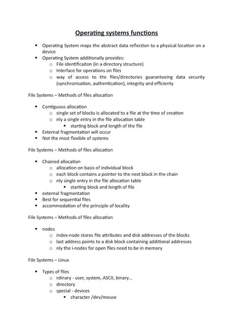 Operating Systems Functions COMP GRE Studocu