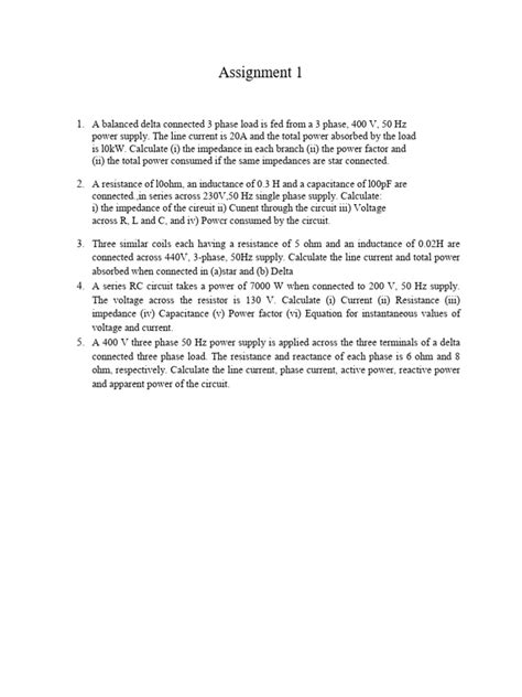 Electrical Assignment Pdf