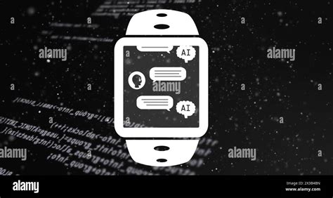 Image Of Ai Chat Interface In Smartwatch And Computer Language Over