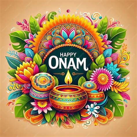 Onam Kerala Festival Poster With Traditional Pookalam Premium Ai
