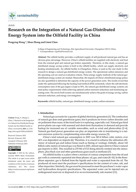 PDF Research On The Integration Of A Natural Gas Distributed Energy System Into The Oilfield