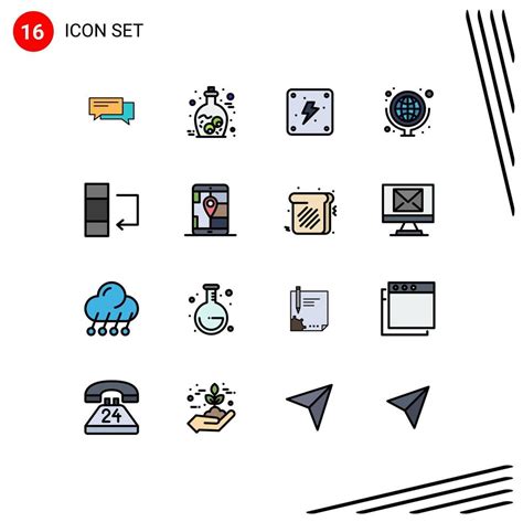 16 User Interface Flat Color Filled Line Pack Of Modern Signs And Symbols Of School Supplies
