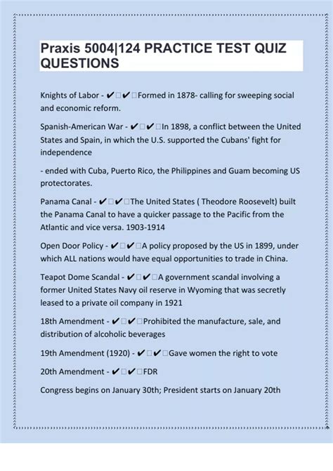 Praxis 5004 124 Practice Test Quiz Questions With Correct And Complete
