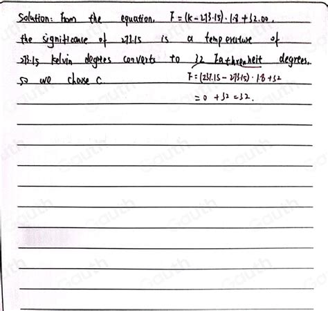 solved f k 273 15 · 1 8 32 00 an equation for temperature conversion