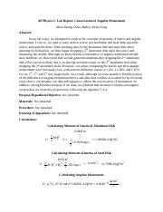 Conservation Of Angular Momentum Recovered Docx AP Physics C Lab Report Conservation Of
