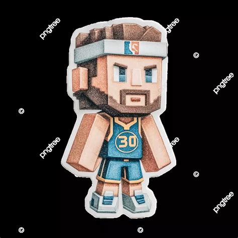 Stephen Curry Minecraft Cubed Style Sticker Blue Warriors Jersey Steph Curry Clipart Clipart
