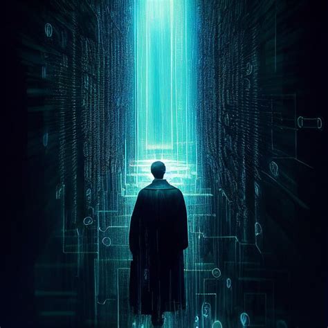 Premium AI Image A Guy Walking Into Matrix Glitch Digital Art