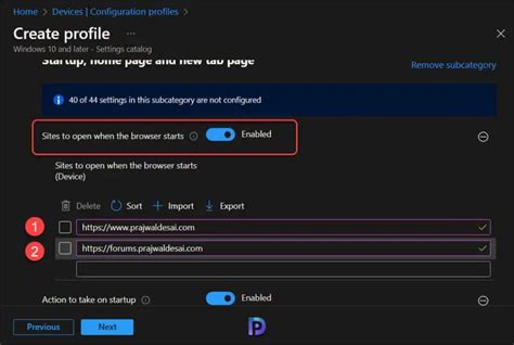 Use Intune To Configure Sites To Open When The Edge Browser Starts