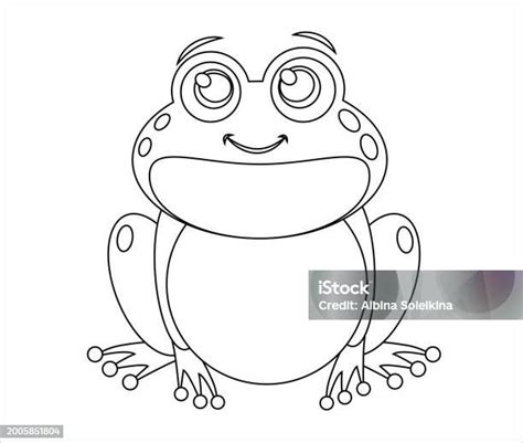 만화 개구리 아이들을 위한 색칠 공부 및 교육용 게임 아이들을 위한 라인 아트 디자인 색칠 공부 페이지입니다 만화 개구리의 색칠 페이지 개요입니다 개구리에 대한 스톡 벡터