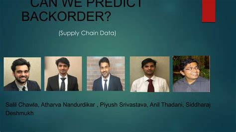 Predict Backorder On A Supply Chain Data For An Organization Ppt