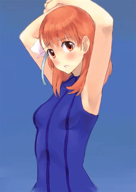 Safebooru 1girl Armpits Blush Breasts Brown Eyes Brown Hair Chiwino
