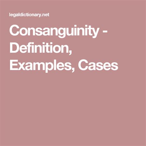 Consanguinity Definition Examples Cases