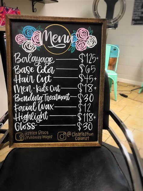 Price Menu Chalkboard Chalkboard Menu Design Creative Salon Menu