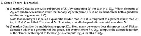 Solved Group Theory 14 ﻿marks A 7 ﻿marks ﻿calculate