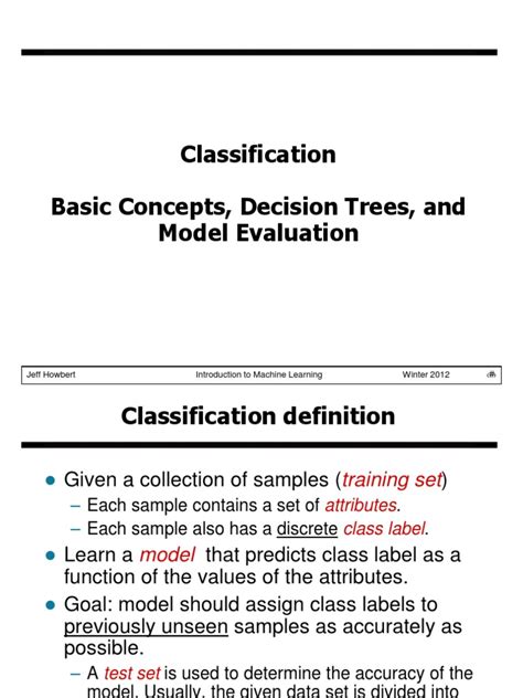 Classification Basic Concepts Decision Trees And Model Evaluation Pdf Statistical
